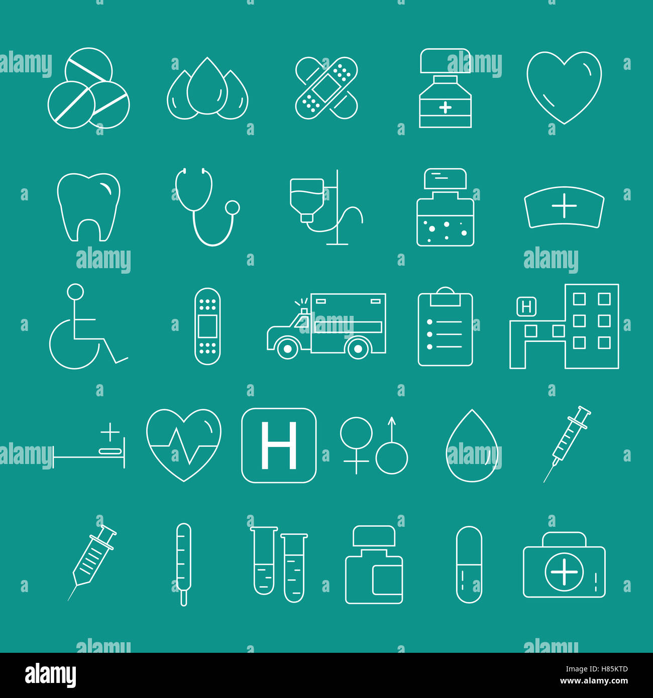 Outlined Medical Icons Set Collection. trendy thin line design. Easy to ...