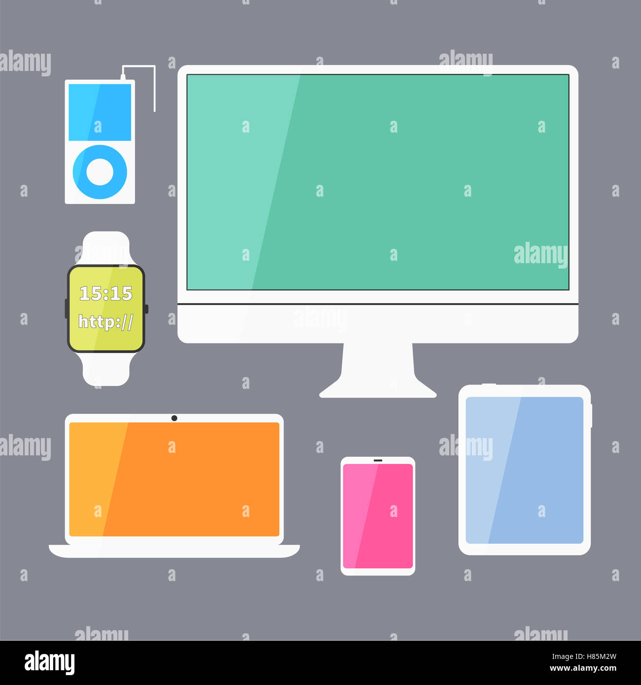 Modern business ui devices set - display, digital tablet, mobile ...