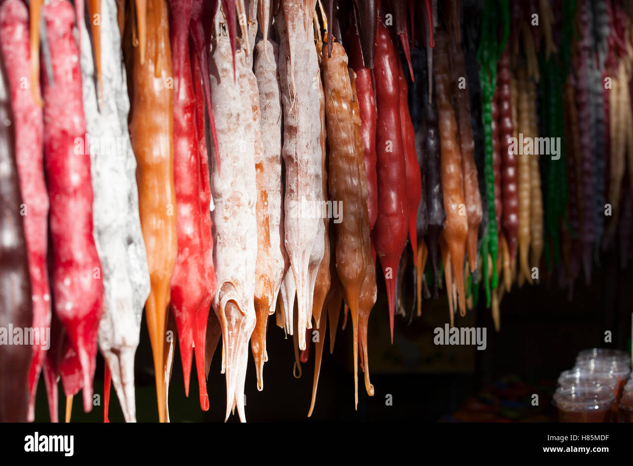 Churchkhela in street market georgia hi-res stock photography and ...