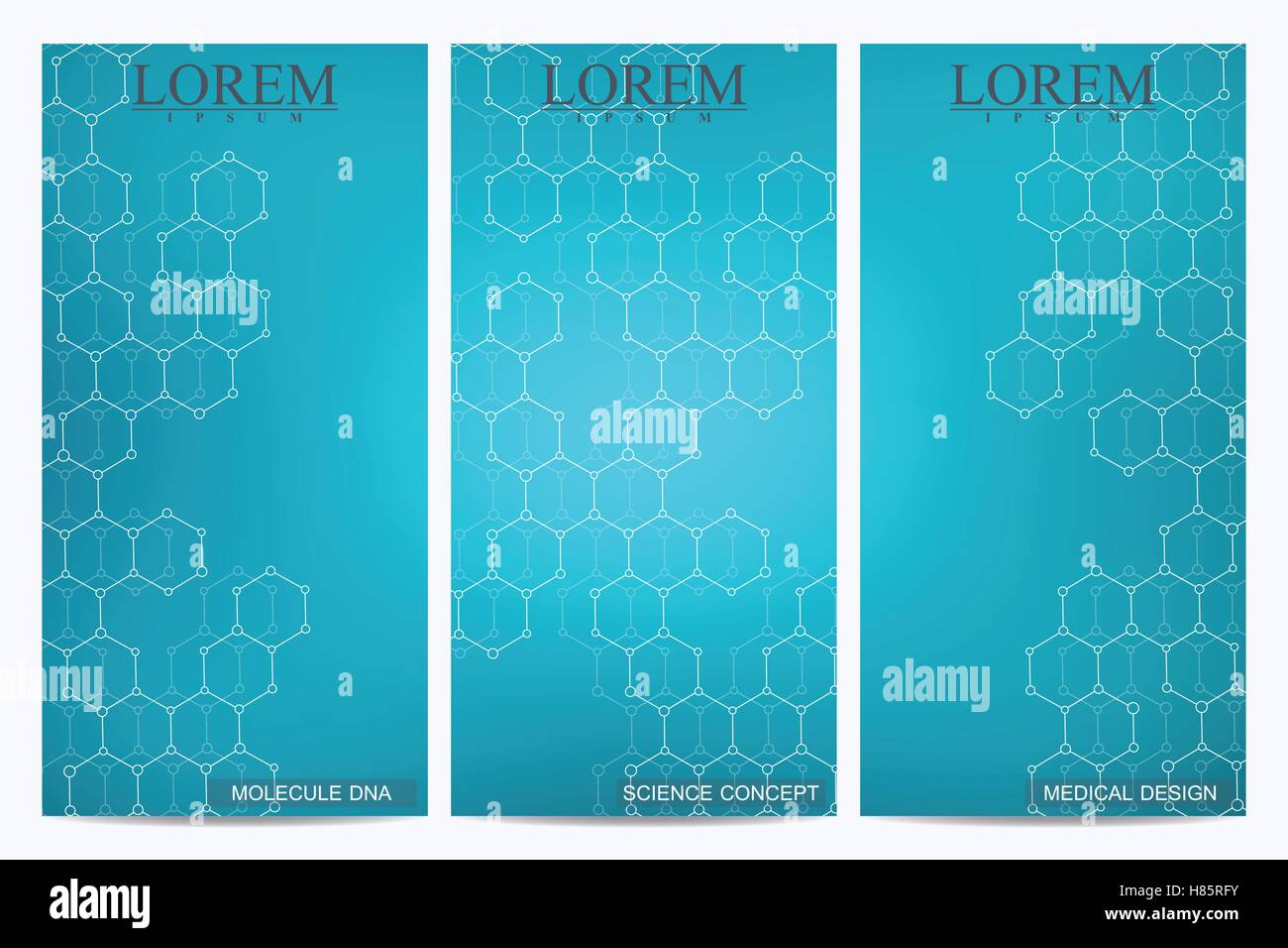 Set of modern vector flyers. Abstract background with molecule ...