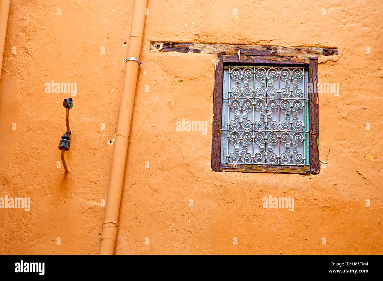 window in morocco africa and old construction wal brick historical ...