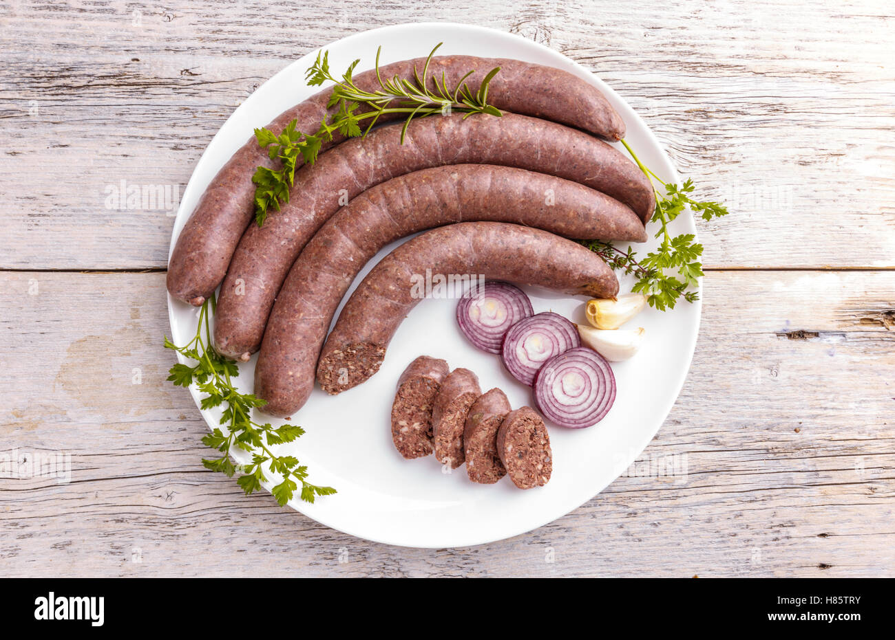 Blood pudding sausage, culinary traditional european eating Stock Photo ...