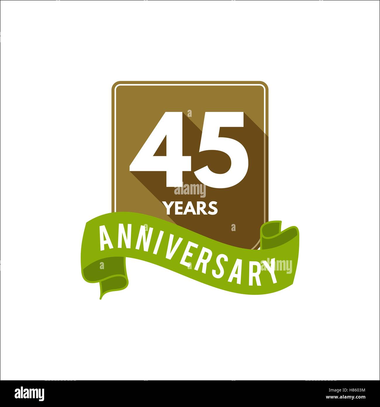 45 years Anniversary badge, sign and emblem with ribbon and typography ...