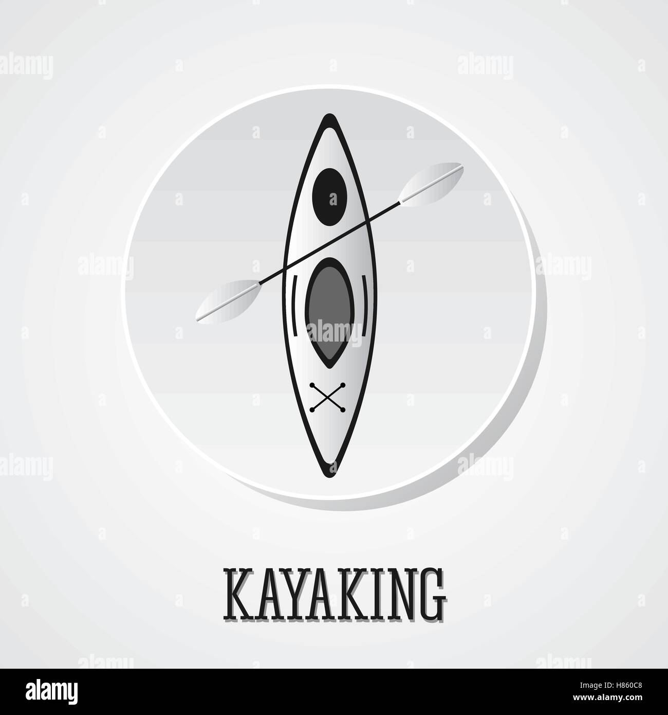 Canoe icon vector. Kayak illustration on a silver button Stock Vector ...