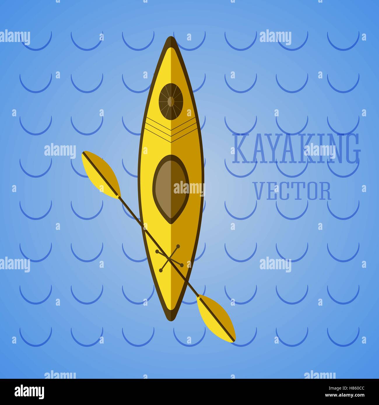 Canoe icon vector. Kayak illustration on blue waves. Summer icon and ...
