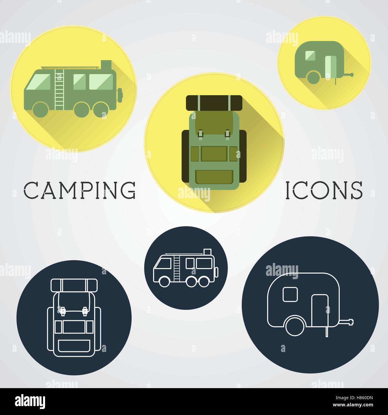 Set of outdoor adventure icons, badges and campsite logo emblems ...