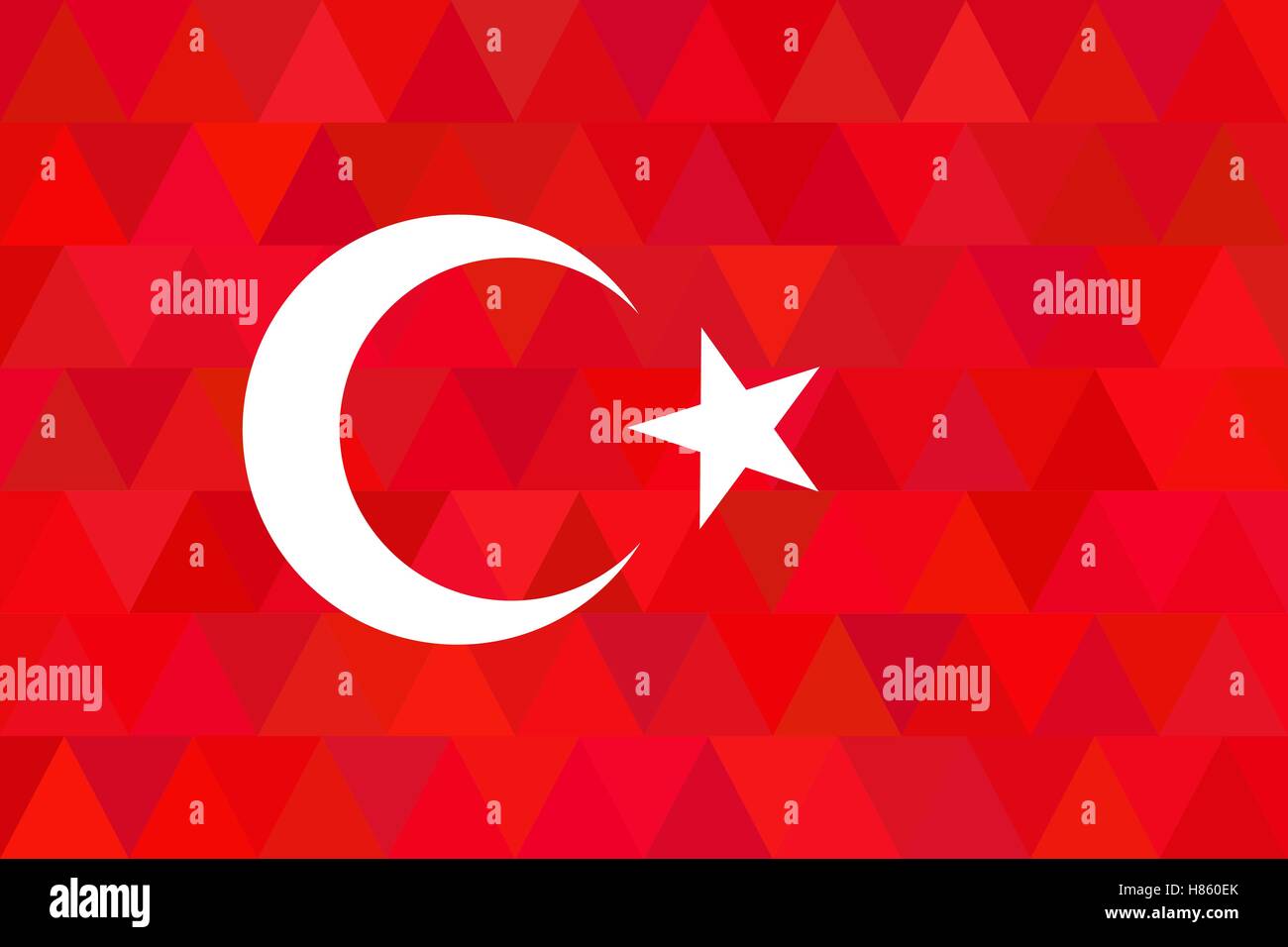 Turkey flag on unusual red triangles background. Original proportions ...
