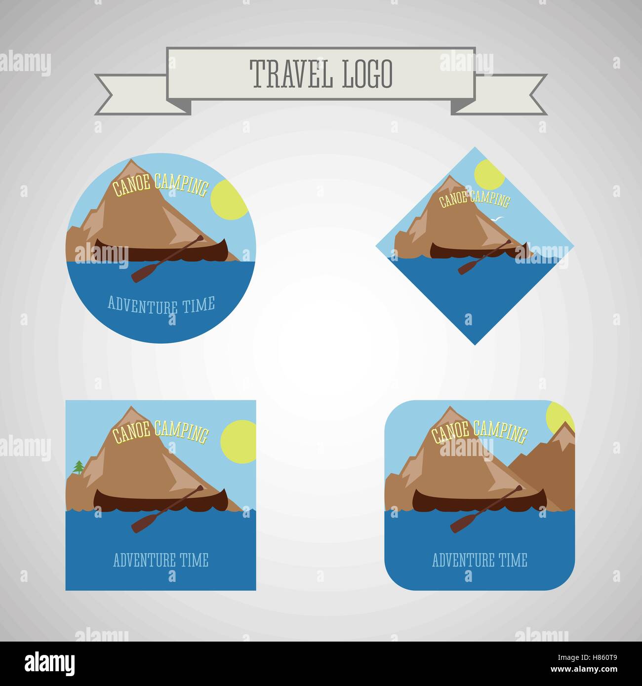 Set of Kayaking and canoe camp logo. Expedition label and sticker ...