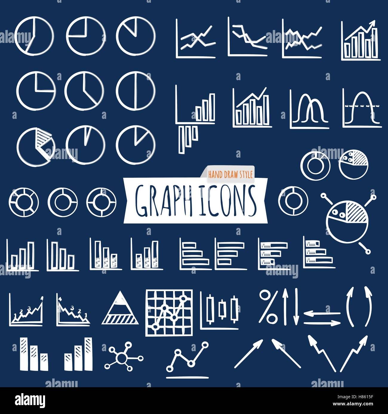 Business charts. Hand Draw style. Set of thin line graph icons. Outline ...