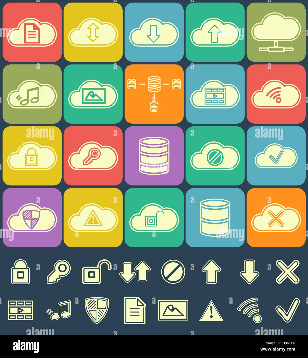 Silhouette Cloud Storage, Data analysis, database, network technology ...