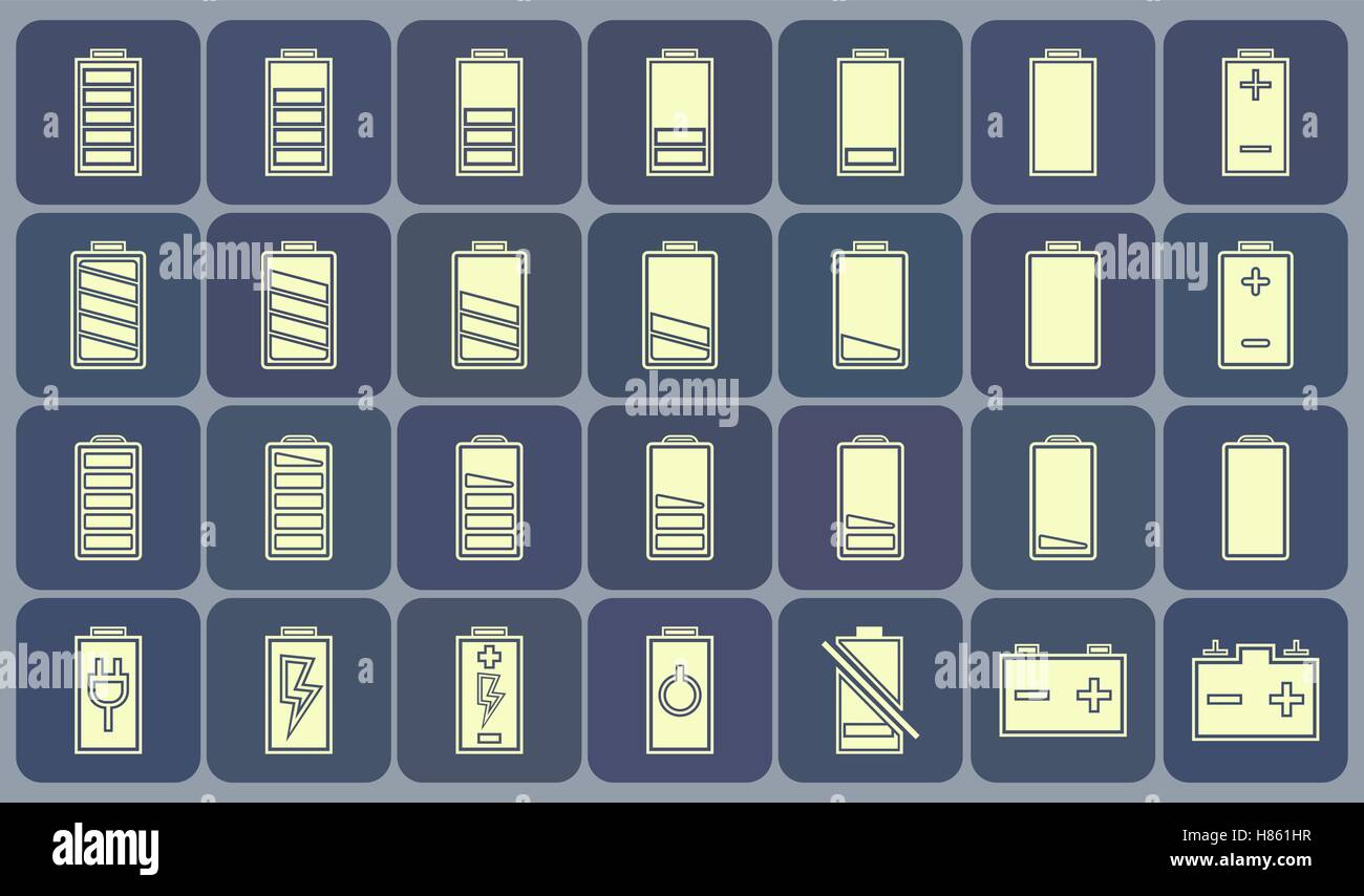 Set of Silhouette on blue buttons backgrounds, flat design. Unusual ...