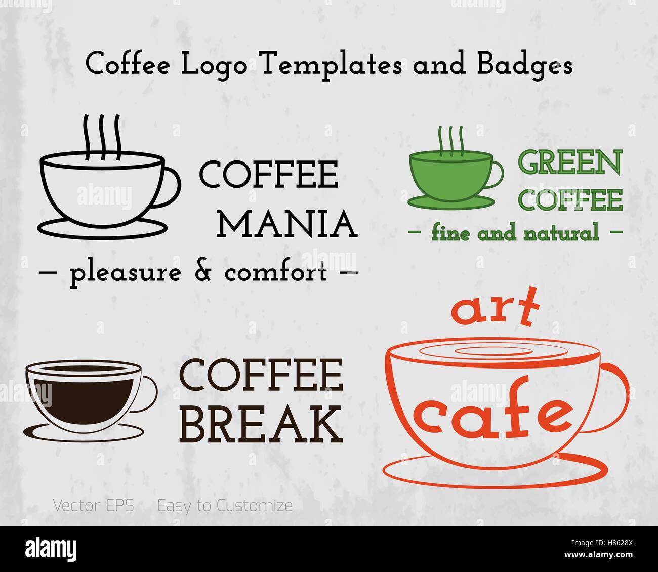 Set of Coffee cafe icons logo and business cards design. For restuarant ...