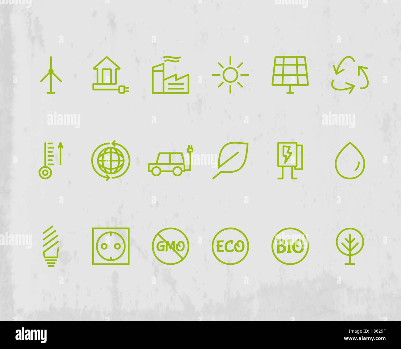 Green, Ecology and environmental protection outline icon set. Thin line ...