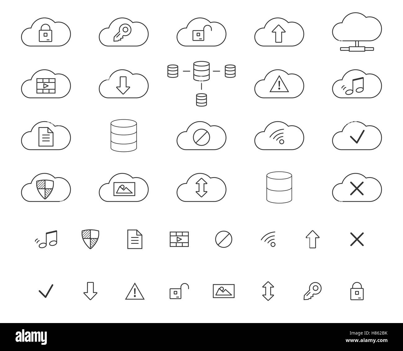 Cloud Storage Icons Set Outlined Thin Line Design For Web And Mobile App Cloud Technologies