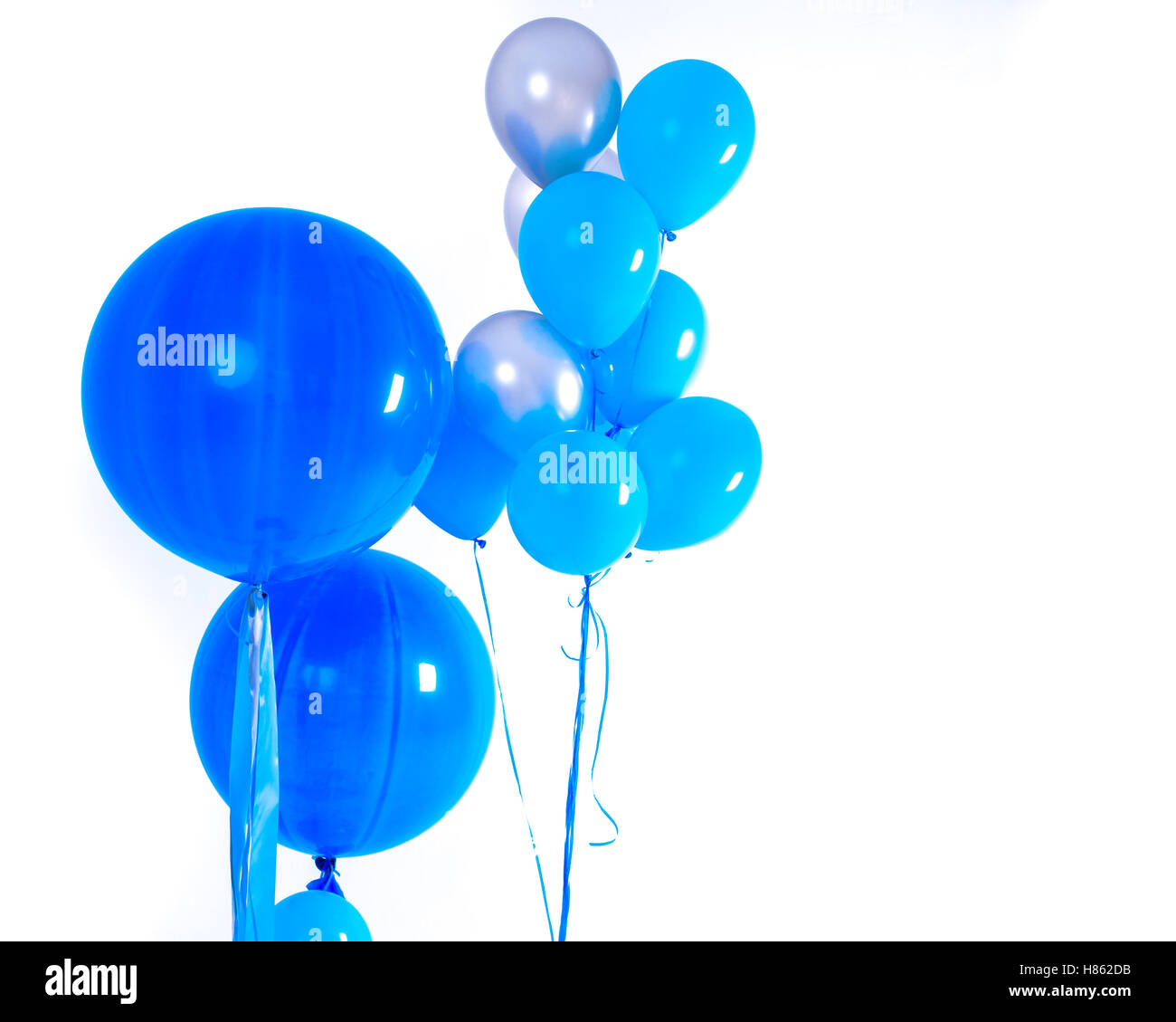 blue happy air flying balloon isolated on the white background Stock ...