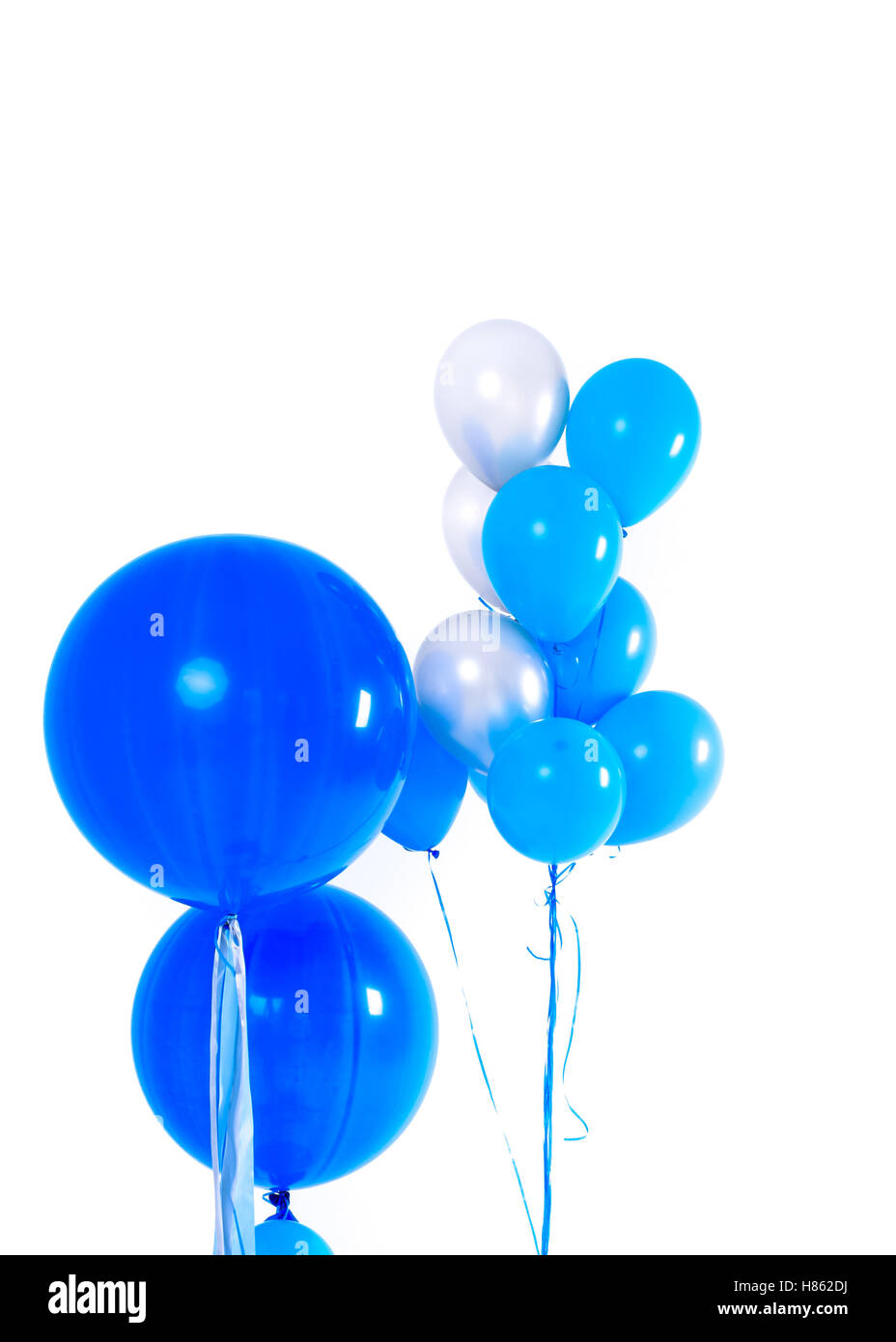 blue happy air flying balloon isolated on the white background Stock ...
