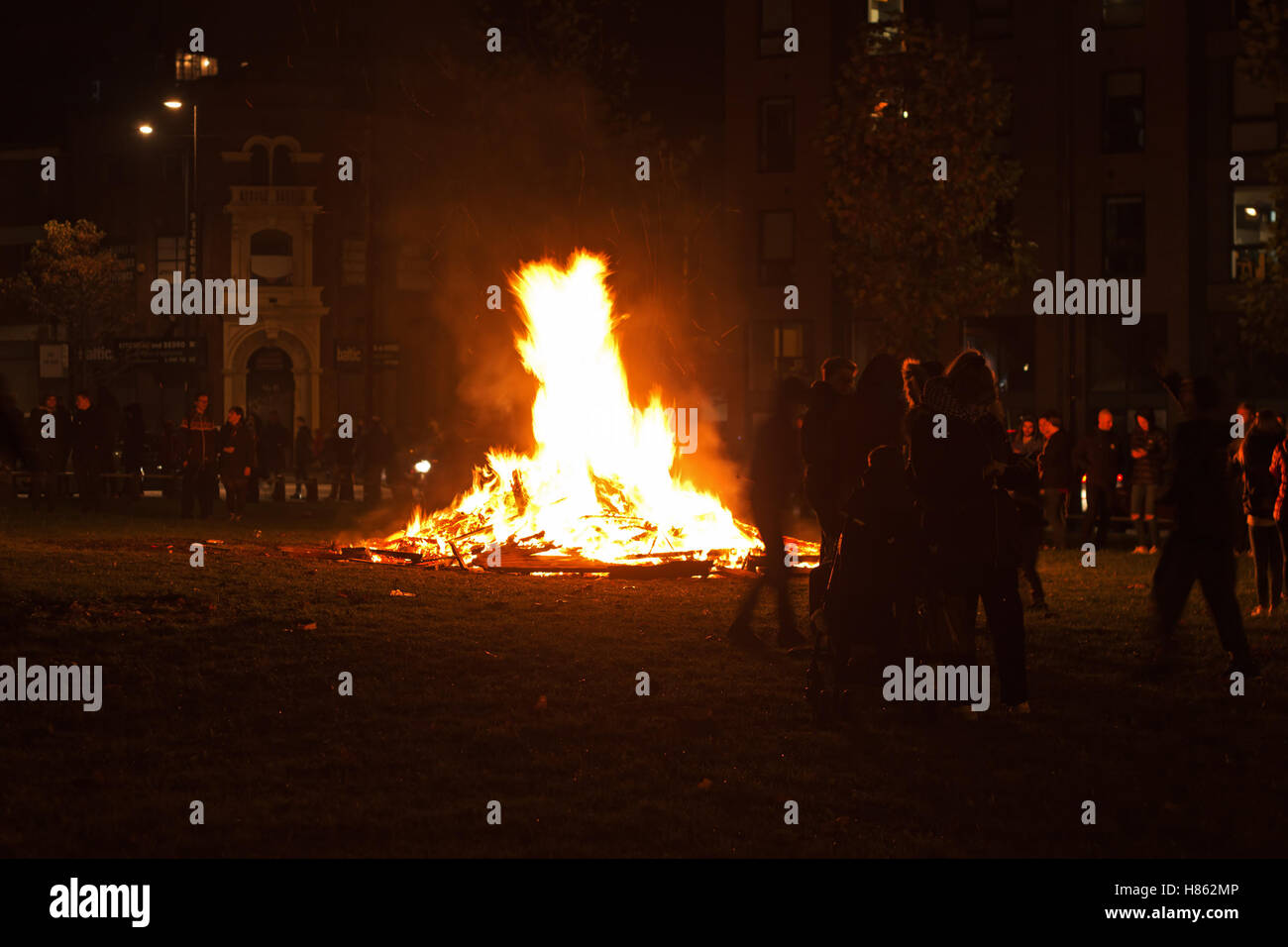 Bonfire Trees Two People