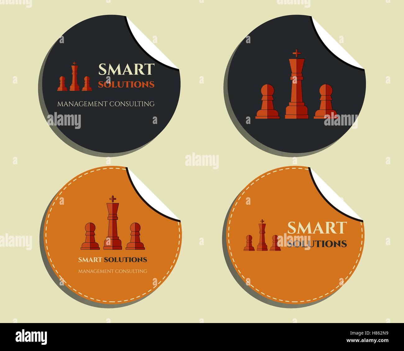 Set of labels - stickers. Chess Smart solutions design template. With ...