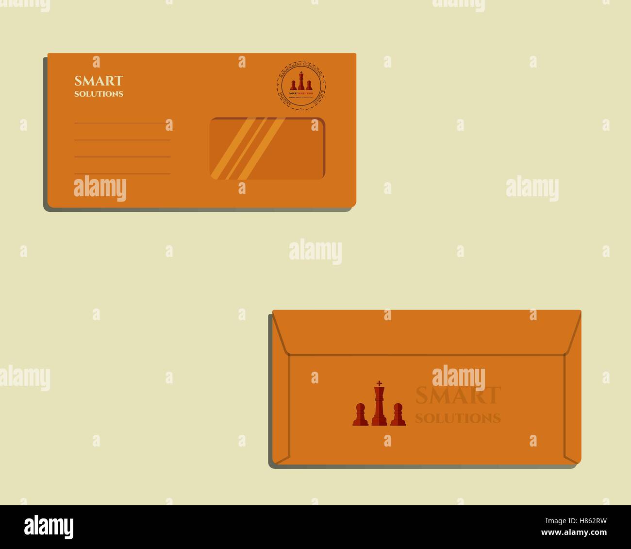 Brand identity template. Envelope. Front and back sides. Chess Smart ...