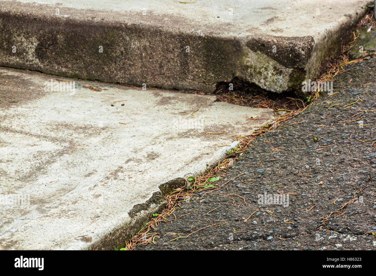 Close up abstract view of section of vintage asphalt driveway and ...