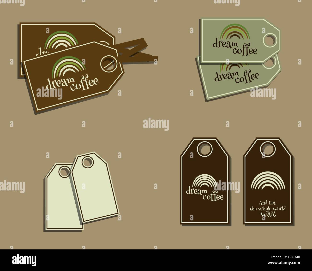 Set of coffee brand identity labels - stickers for cafe bar, farm ...
