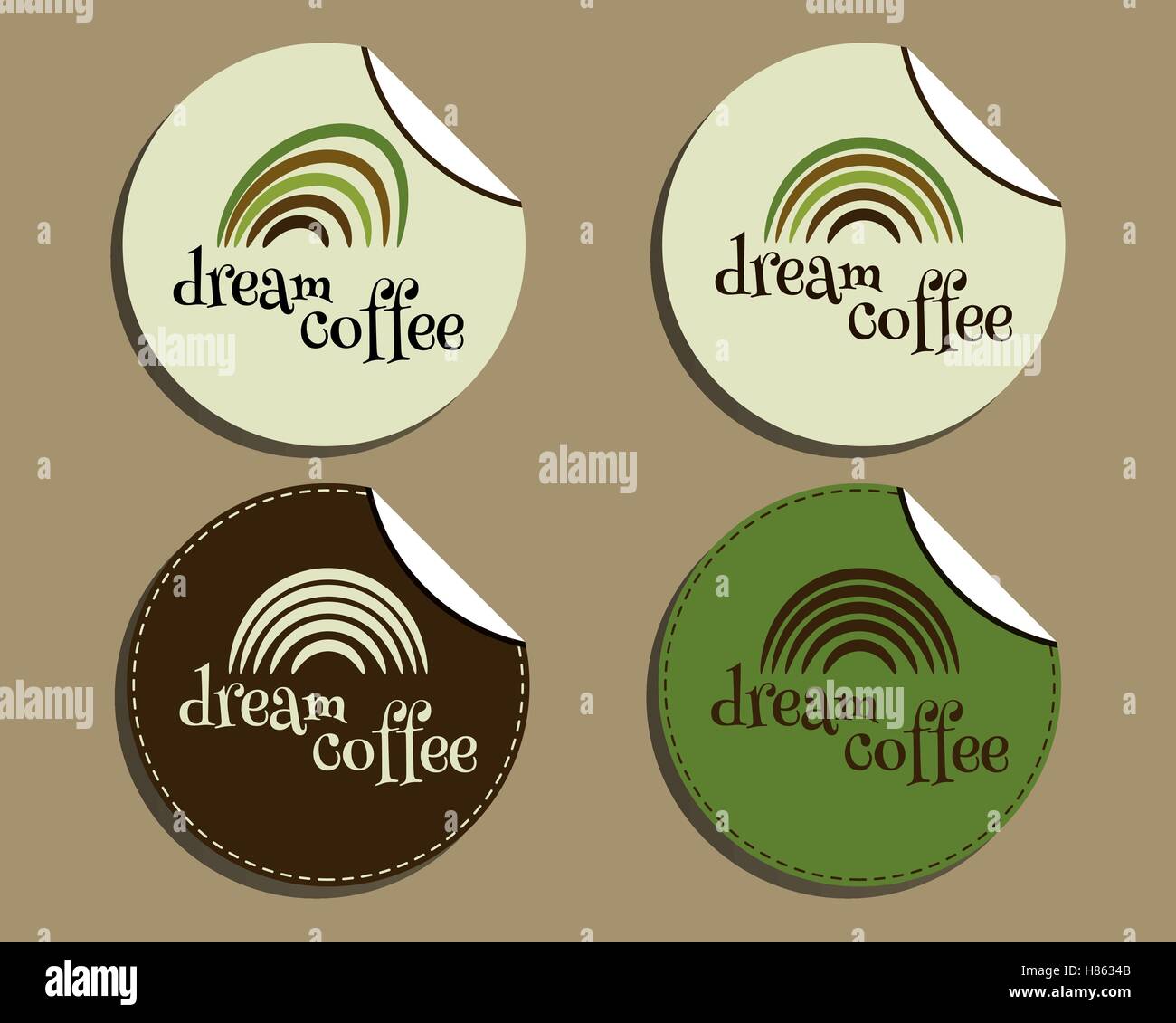 Set of unusual brand identity - dream coffee labels - stickers for cafe ...