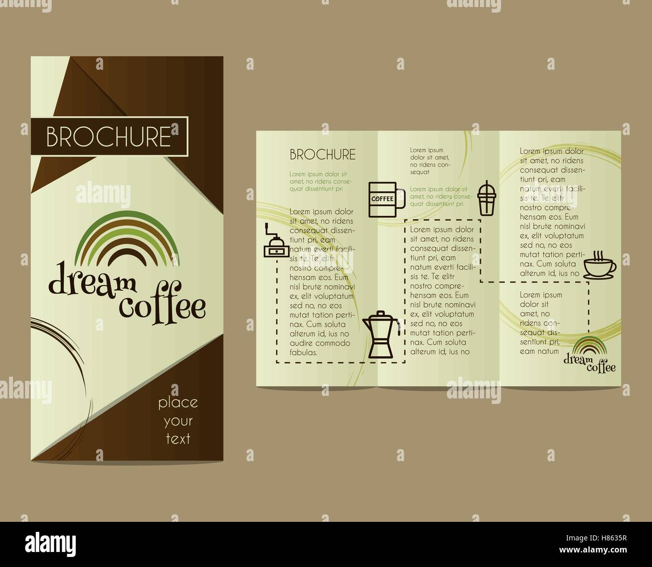 Coffee Brochure Flyer design Layout template. Triangle abstract style ...