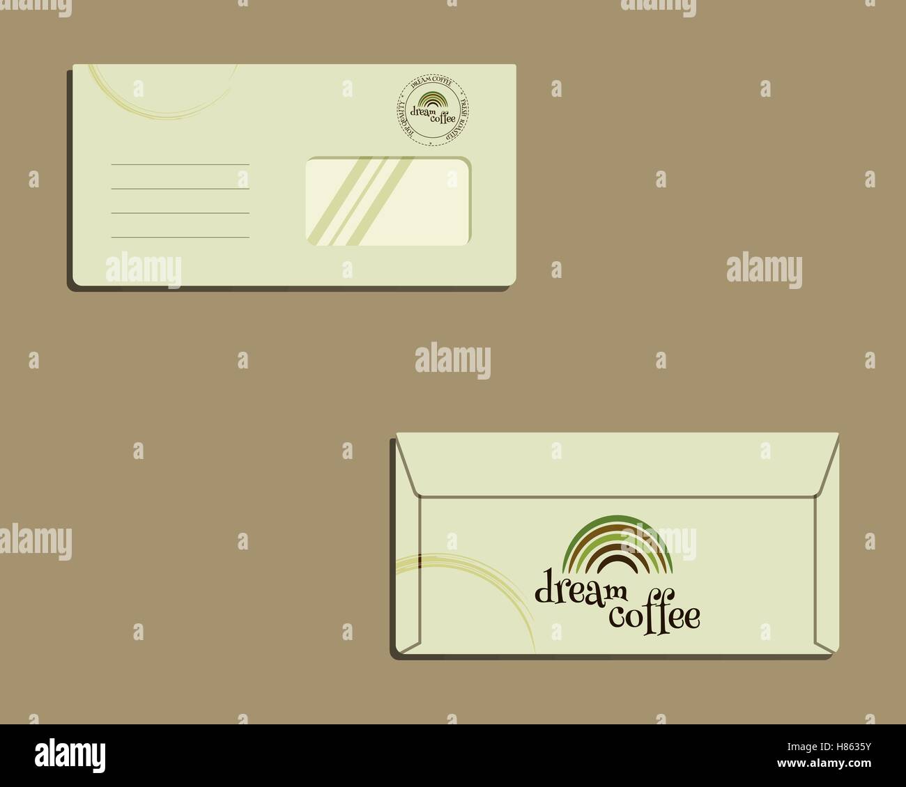 Brand identity template. Envelope. Front and back sides. With Green ...