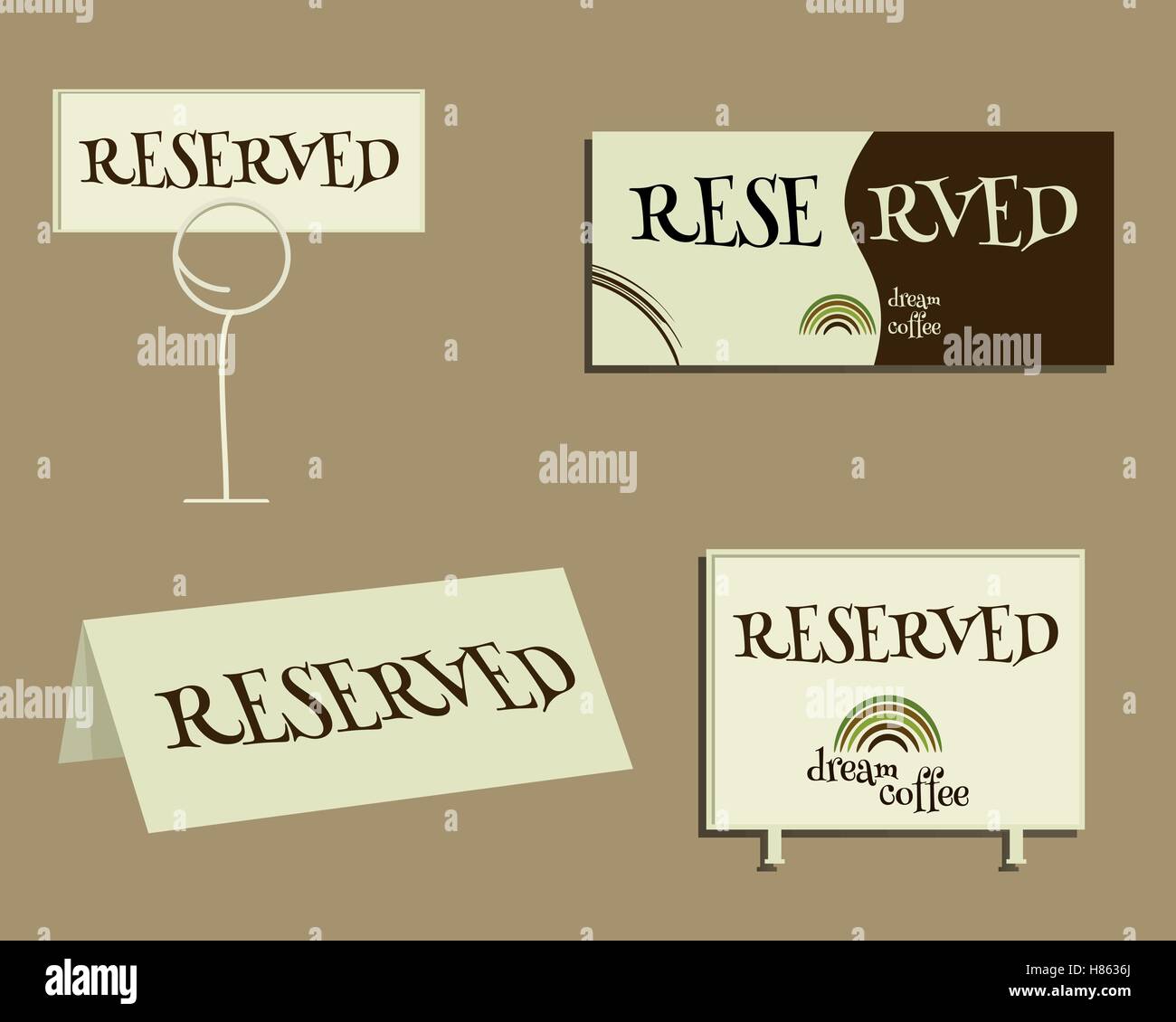 Reservation sign. With Green coffee logo design and coffee stains. Best ...