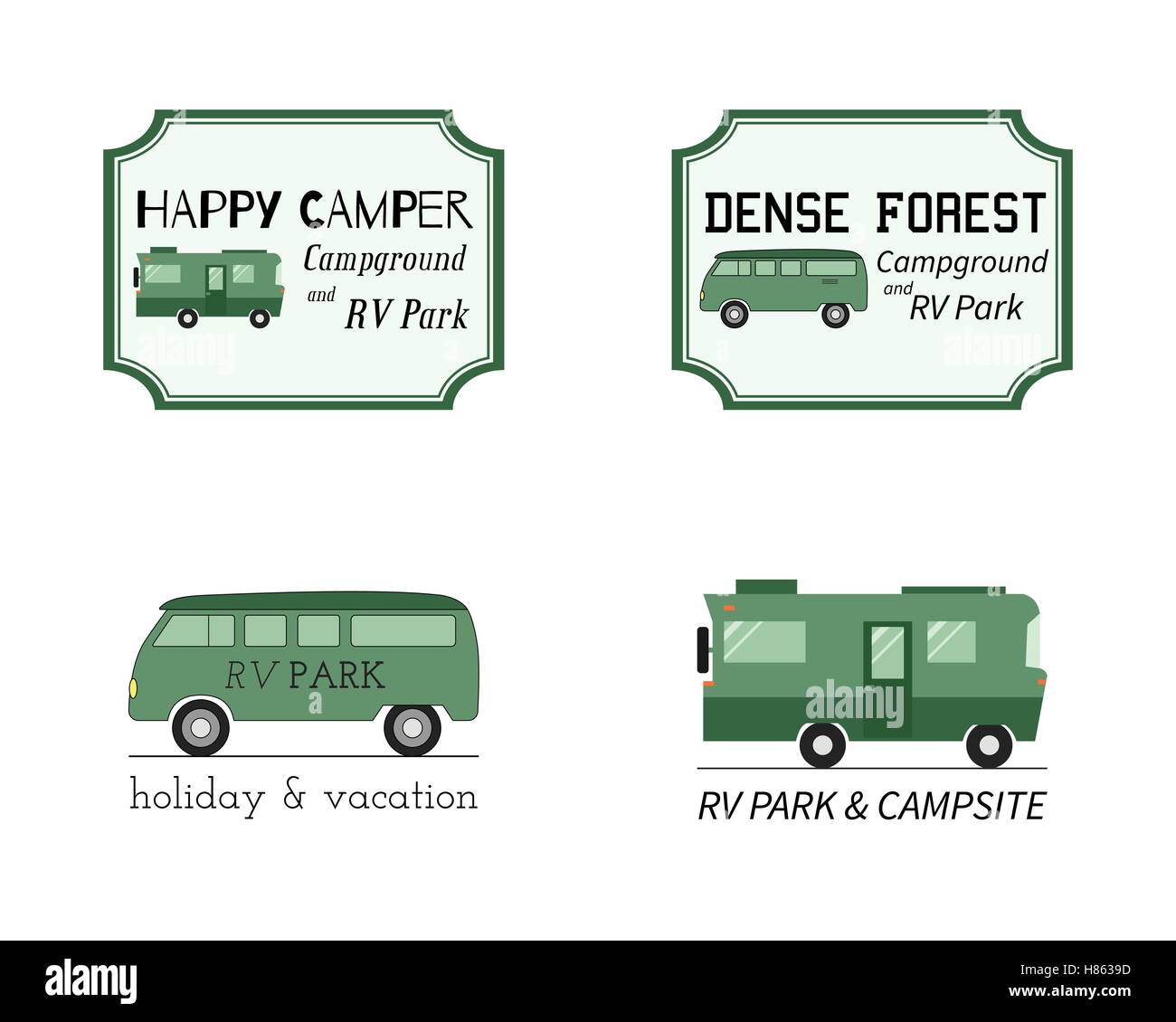 Outdoor Activity Travel Logo Vintage Labels design template. RV, forest ...