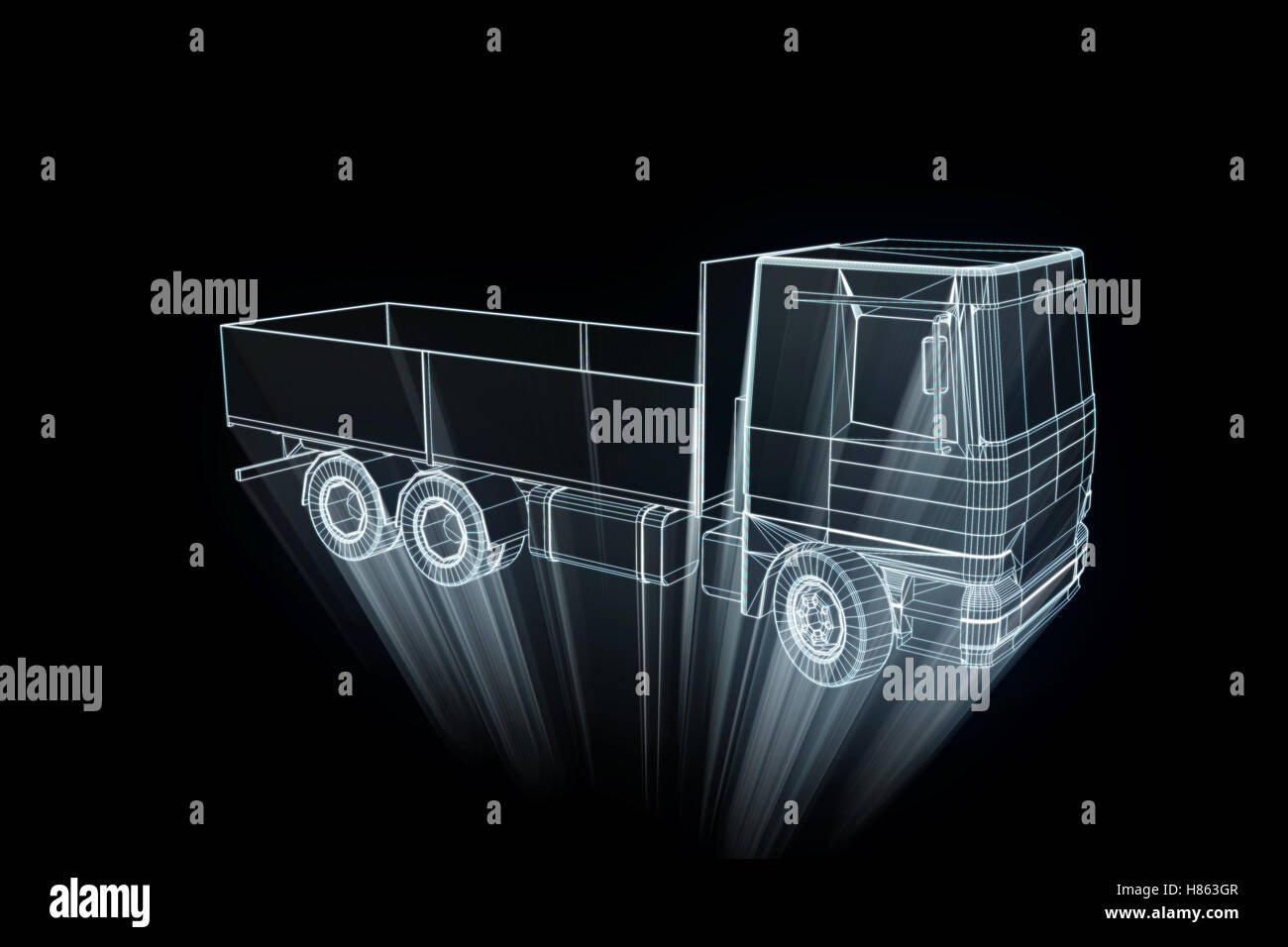 Transporter in Hologram Wireframe. Nice 3D Rendering Stock Photo - Alamy