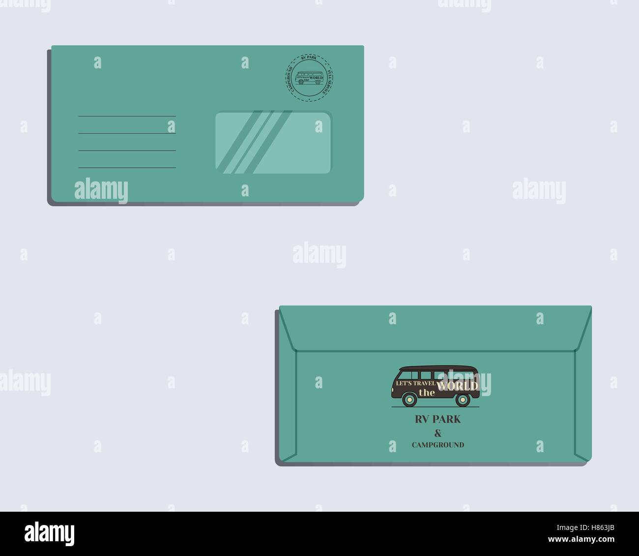 Brand identity template. Envelope. Front and back sides. Travel and ...