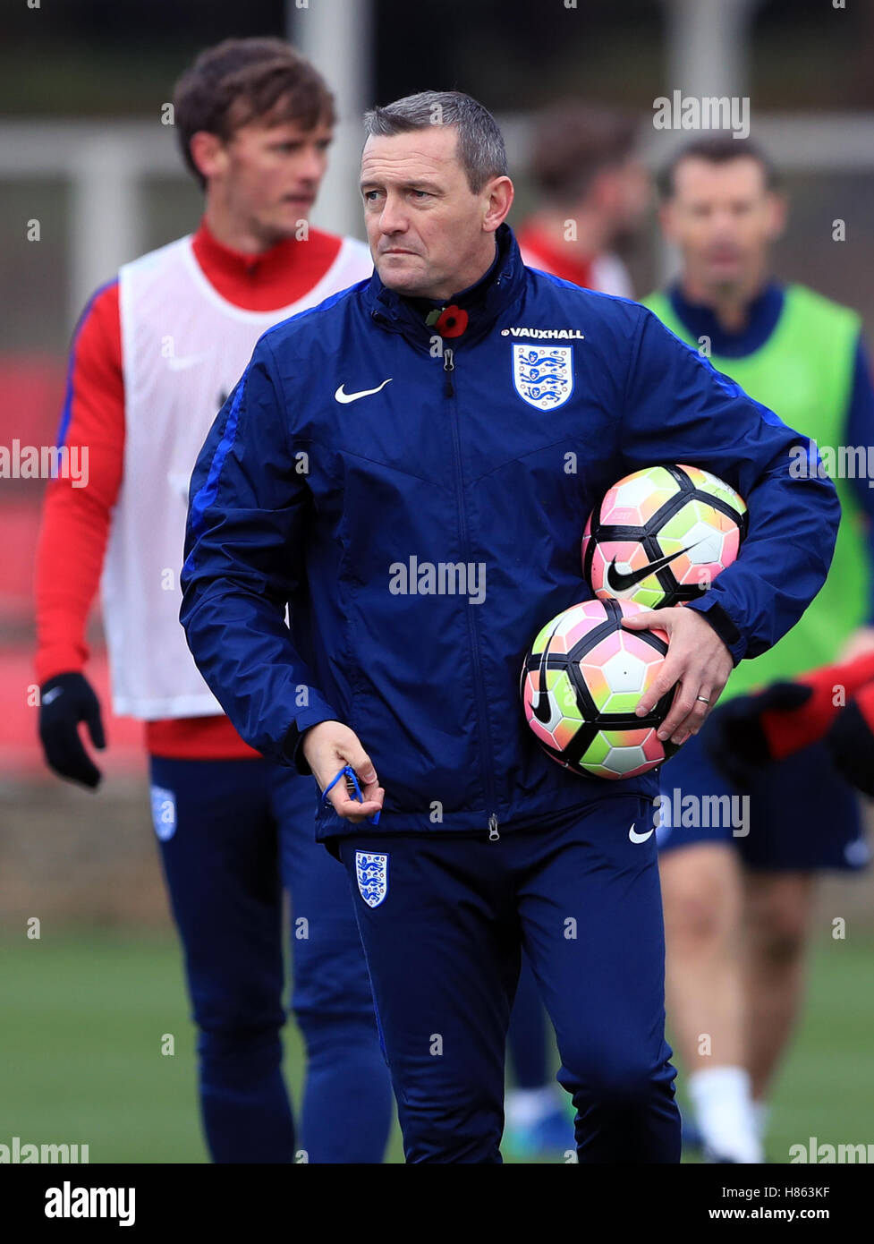England U21 head coach Aidy Boothroyd during a training session at St ...