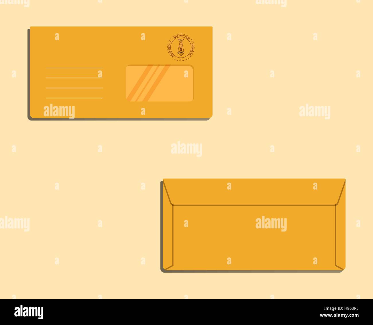 Happy Fathers Day envelope template with tie elements Best for thematic ...