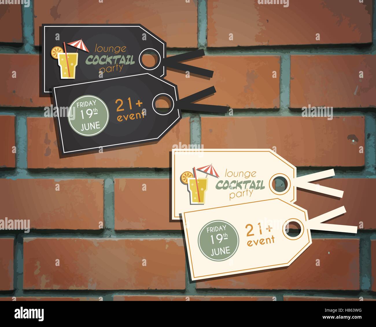 Lounge cocktail party stickers and labels invitation template with ...