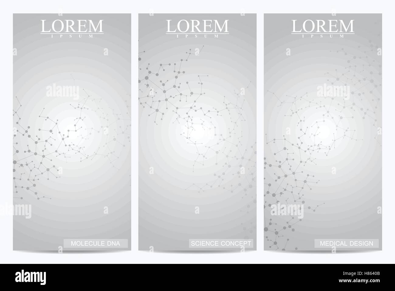 Set of modern vector flyers. Abstract background with molecule ...