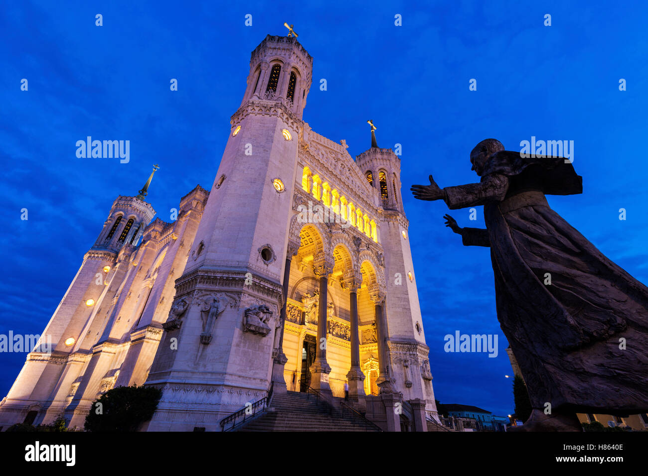 Basilica of Notre-Dame de Fourviere in Lyon and Pope John Paul II ...