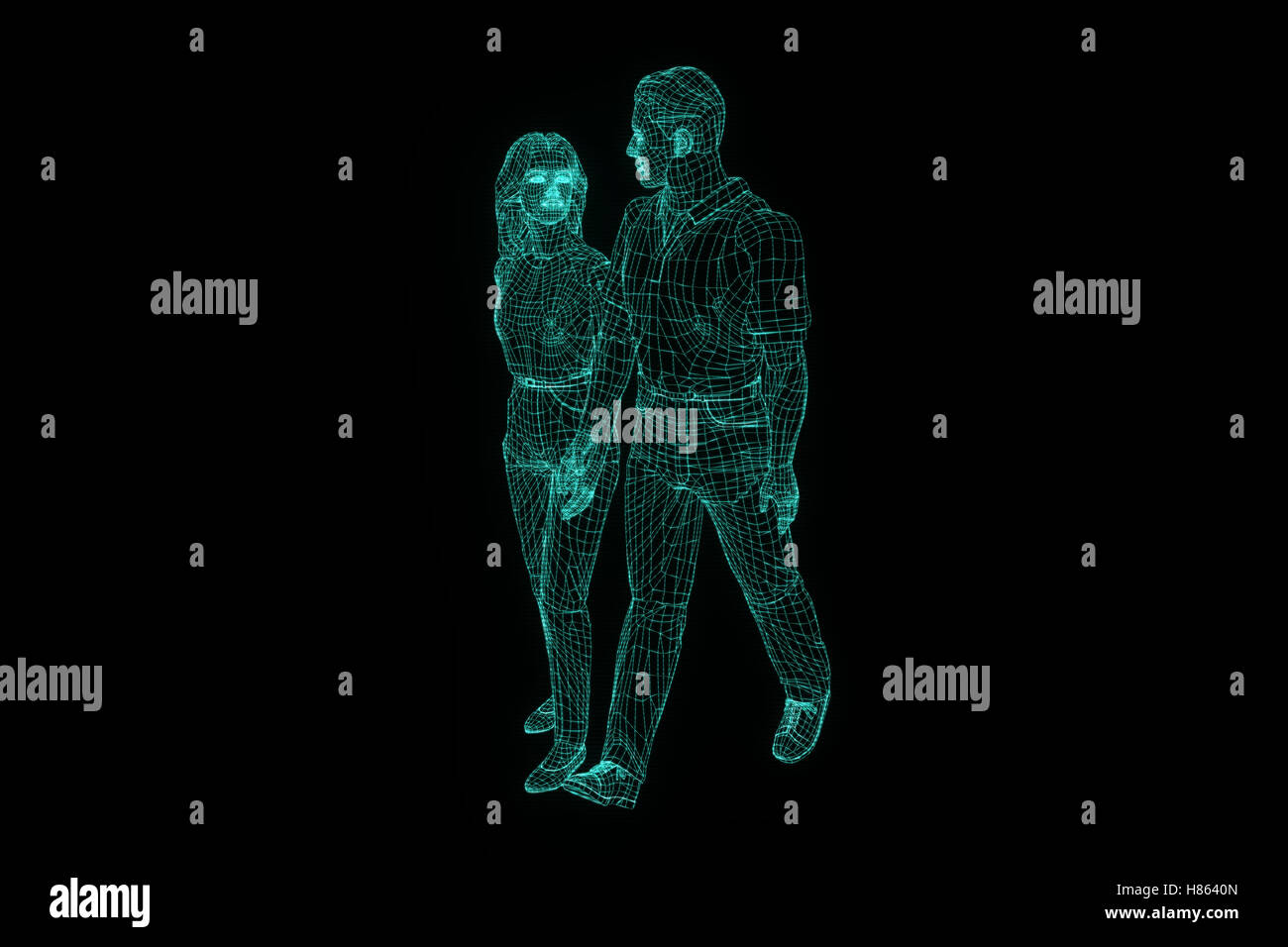 Human Wireframe Hologram in Motion. Nice 3D Rendering Stock Photo - Alamy