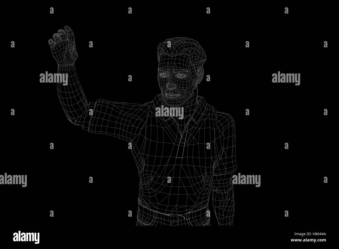 Human Wireframe Hologram in Motion. Nice 3D Rendering Stock Photo - Alamy