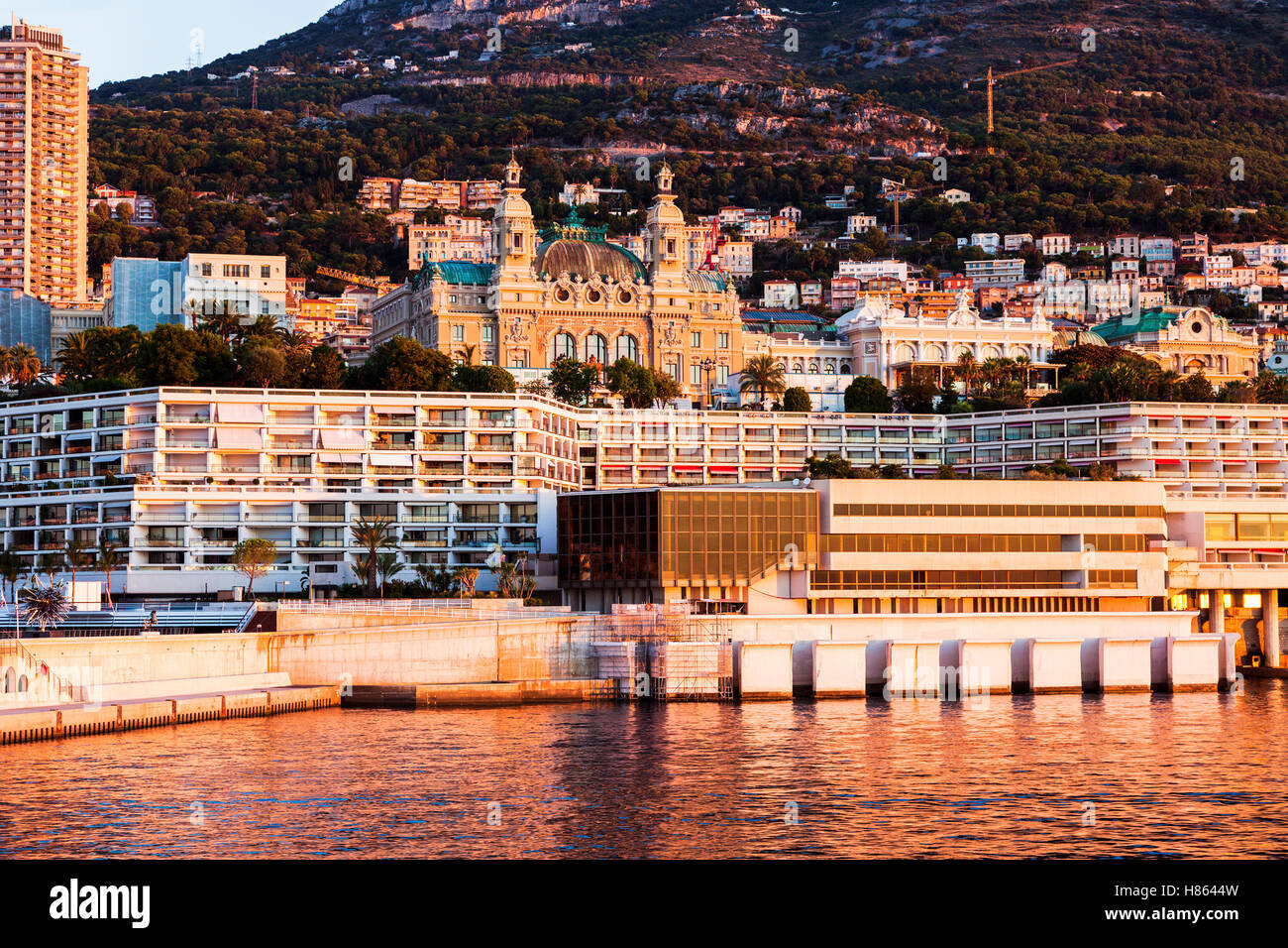 Panorama of Monaco at sunrise. Monte Carlo, Monaco Stock Photo - Alamy
