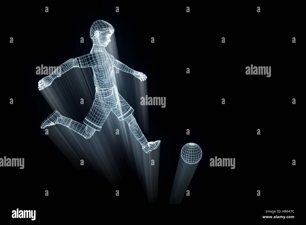 Human Wireframe Hologram in Motion. Nice 3D Rendering Stock Photo - Alamy