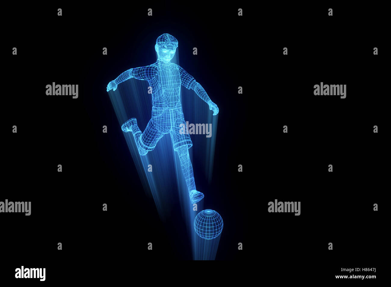 Human Wireframe Hologram in Motion. Nice 3D Rendering Stock Photo - Alamy