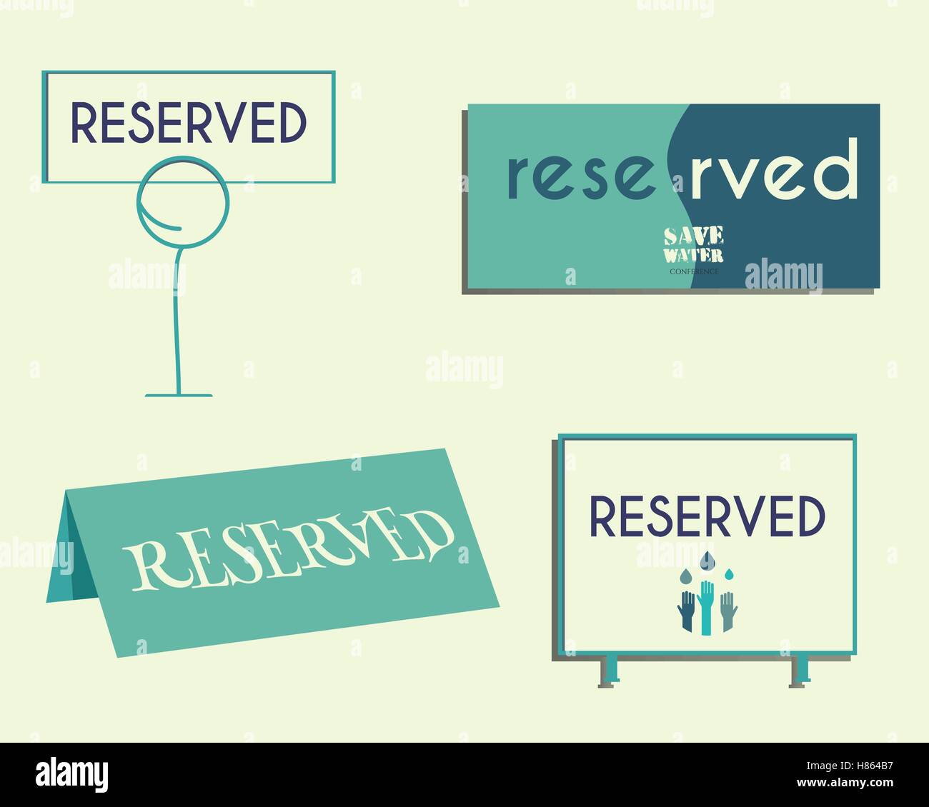 Reservation sign mock up template. Save water conference. Eco theme ...