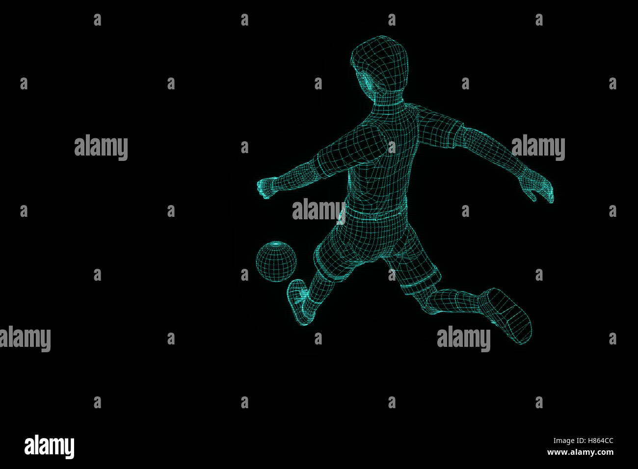 Human Wireframe Hologram in Motion. Nice 3D Rendering Stock Photo - Alamy