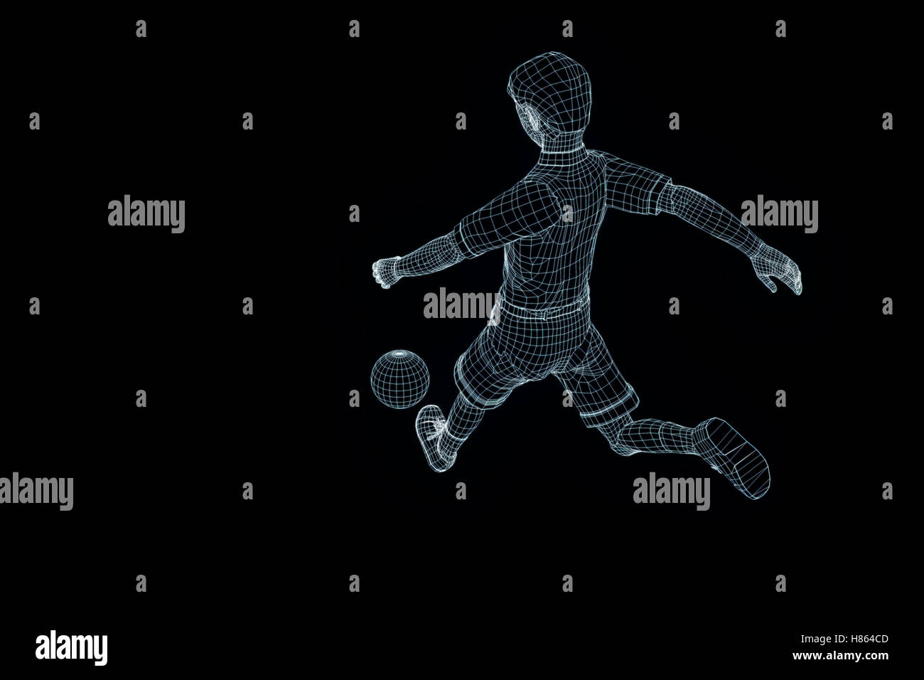 Human Wireframe Hologram in Motion. Nice 3D Rendering Stock Photo - Alamy