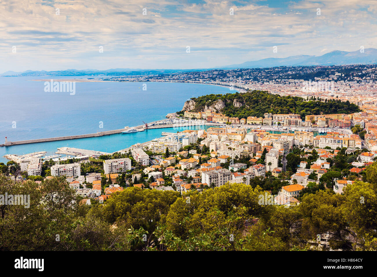 Nice panorama seen from Mt Boron. Nice, French Riviera, France Stock ...