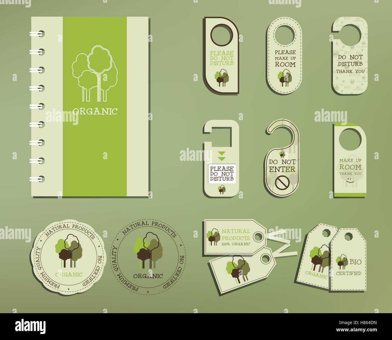Green and organic corporate identity set template with tree elements ...