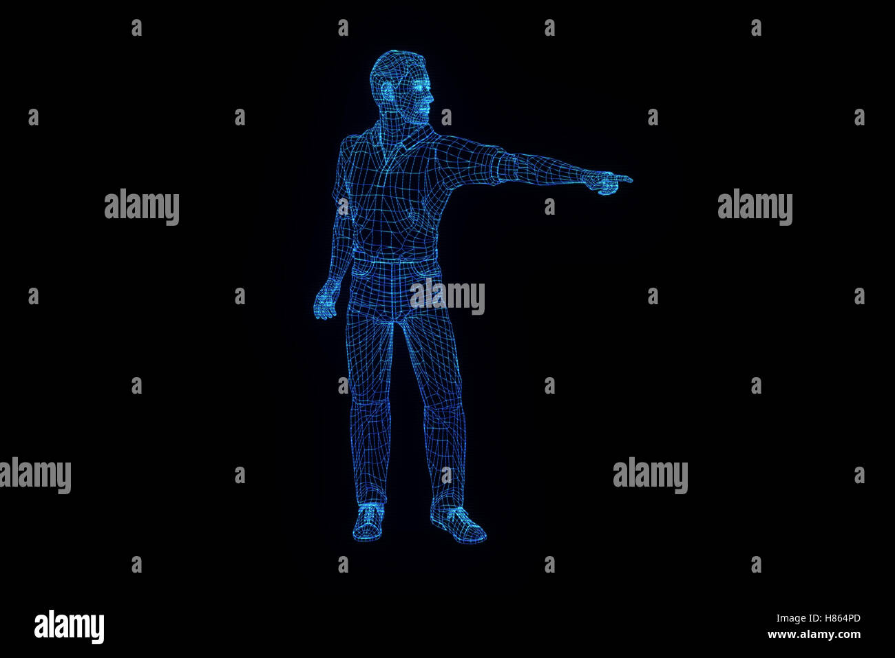 Human Wireframe Hologram in Motion. Nice 3D Rendering Stock Photo - Alamy