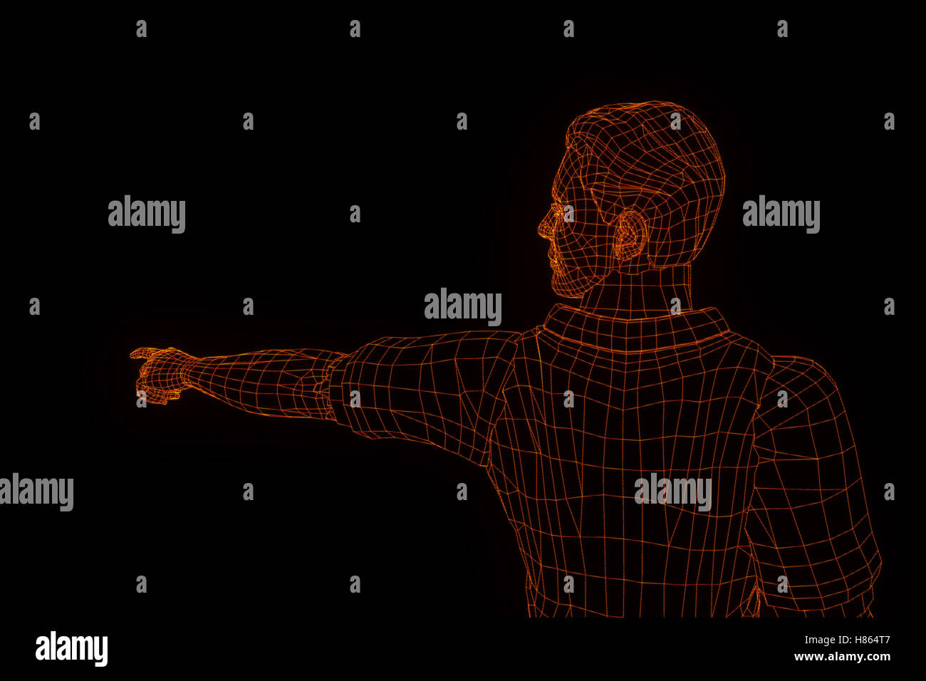 Human Wireframe Hologram in Motion. Nice 3D Rendering Stock Photo - Alamy