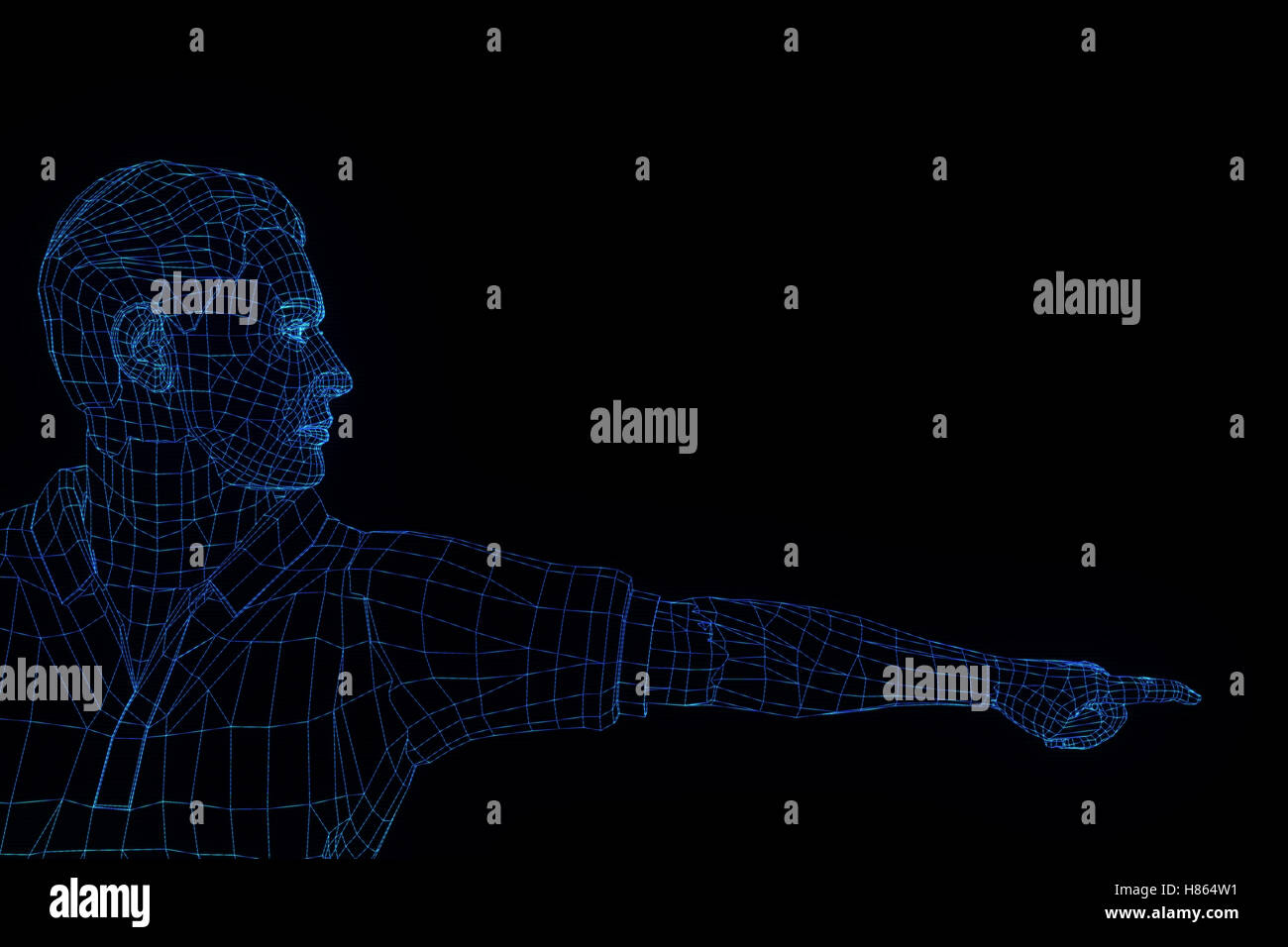 Human Wireframe Hologram in Motion. Nice 3D Rendering Stock Photo - Alamy